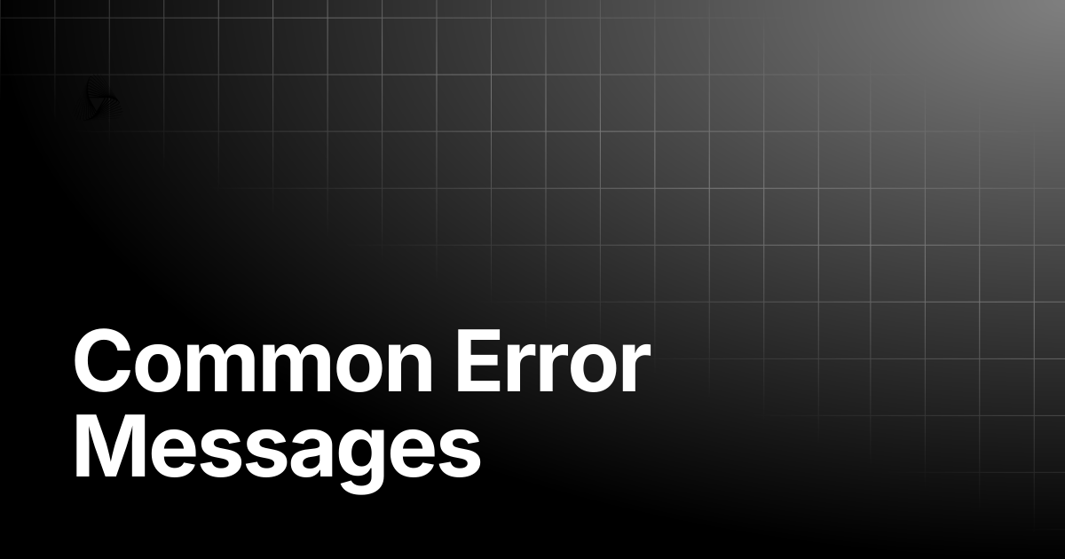 Common Error Messages | AutoRABIT Knowledge Base